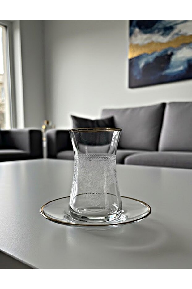 DECOSTYLE Lilyum Gümüş Heybeli 12 Parça Çay Seti | Şık Desenli Bardak ...