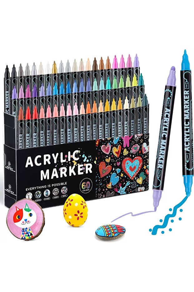 Choice 60 colors Dual Tip Acrylic Paint Pens Set - 12/24/36/48 Colors ...