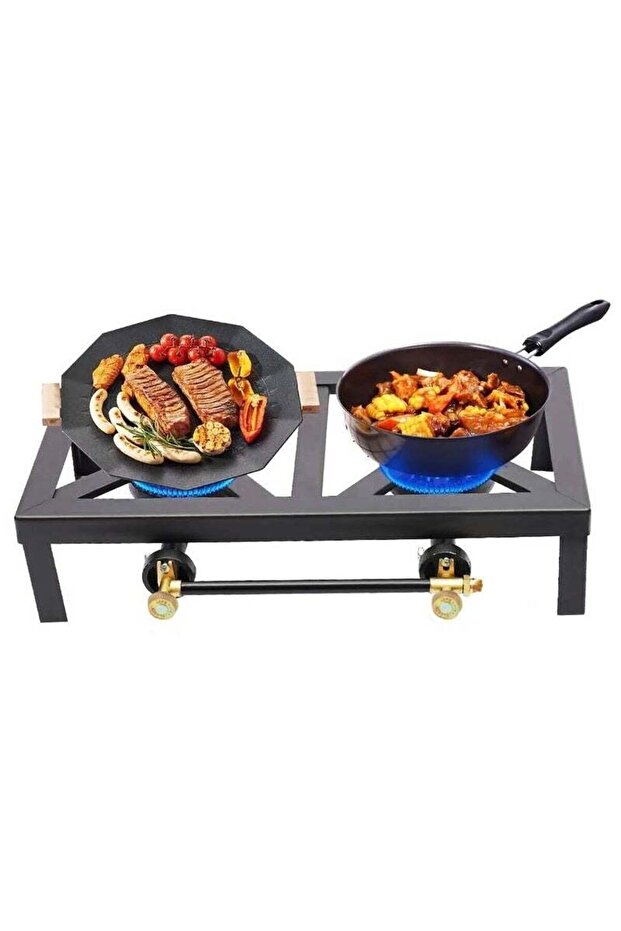 Twinkle Mart Camping Railing Mini Gas burner 2 burner Cast Iron Gas ...