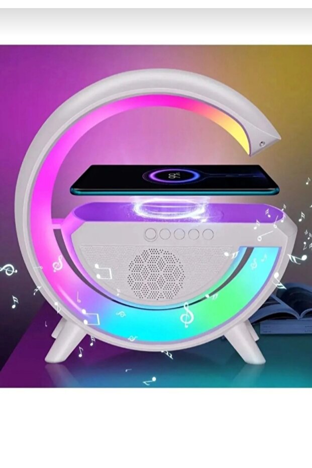 Home Kablosuz Şarj İstasyonu Bluetooth Hoparlörlü Ve Radyolu RGB Led ...