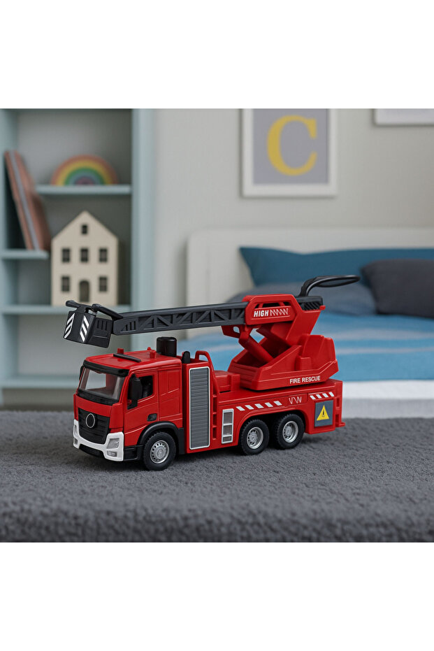 LEAN Fire Truck with Crane, Water Spray Hose, Lights and Sounds- Trendyol