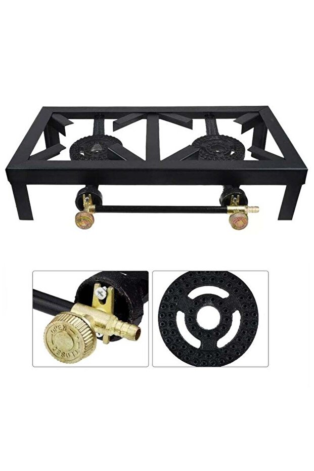 Twinkle Mart Camping Railing Mini Gas burner 2 burner Cast Iron Gas ...