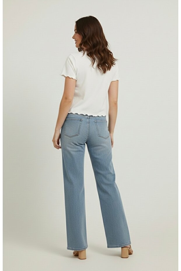 AS Anita Store Kadın Beyaz Eclipse Güneş ve Ay Baskılı Marul Kenar Crop ...