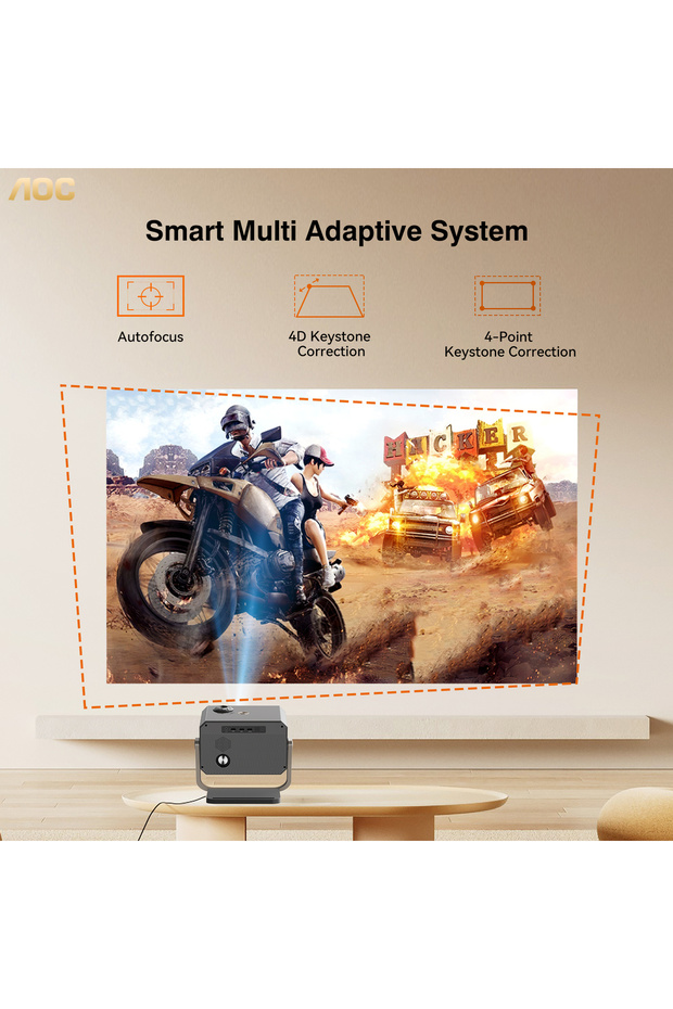 AOC Portable Projector Full HD 4K/1080P 15000 Lumen Compatible with IOS ...