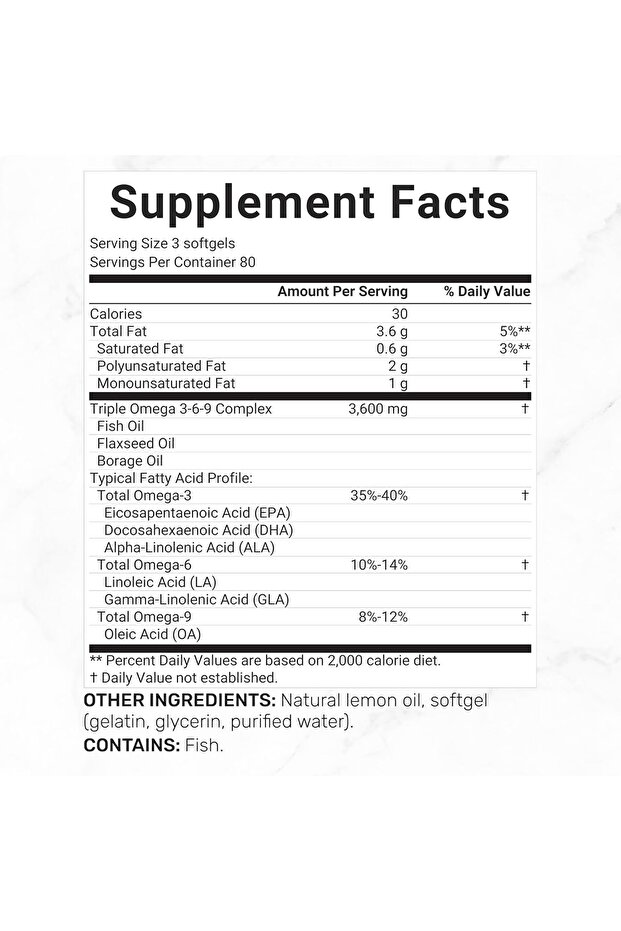 DEAL SUPPLEMENT Triple Omega 3-6-9 Fish Oil Flaxseed Oil Borage Oils ...