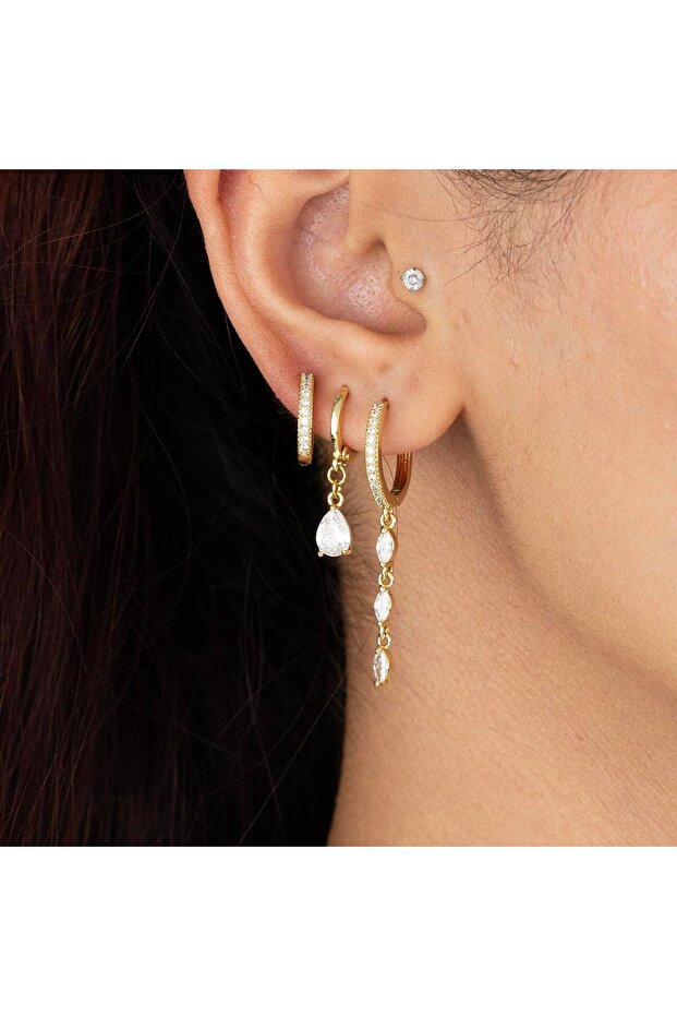 Zuum Accessories Xupıng Özel Seri 3lü 14K , Gold , Sarı Renk Set Zirkon ...