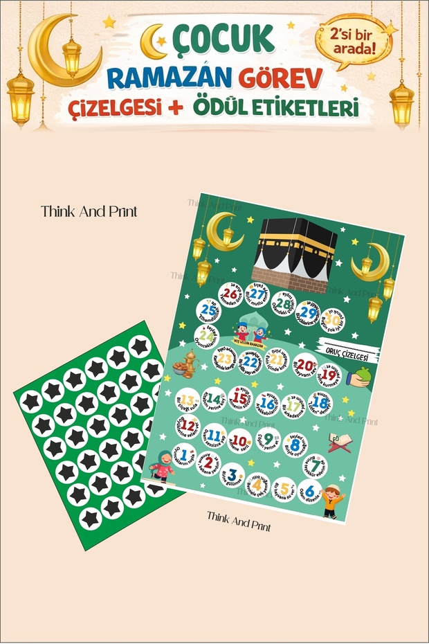 Think And Print Çocuklar Için Oruç Çizelgesi - Ramazan Ayı Oruç ...