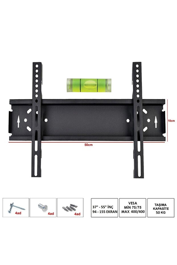 Kutsan 50" Inç 127 Ekran Lcd Tv Sabit Duvar Askı Aparatı + Su Terazili ...
