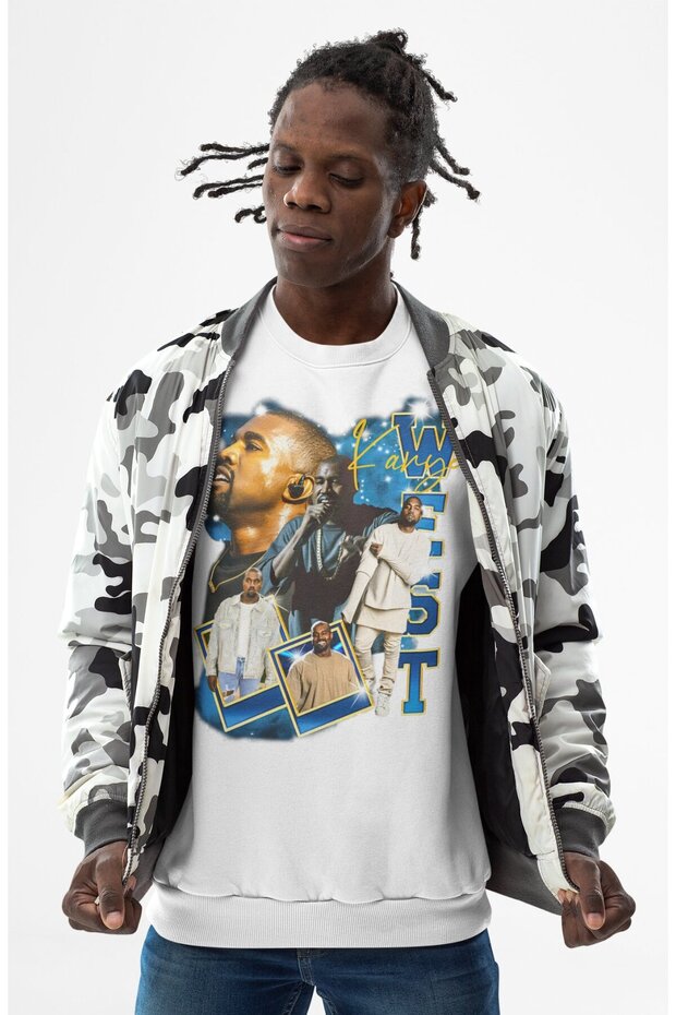 Fuddy Moda Unisex Oversize Φούτερ χωρίς κουκούλα με εκτύπωση Kanye West ...