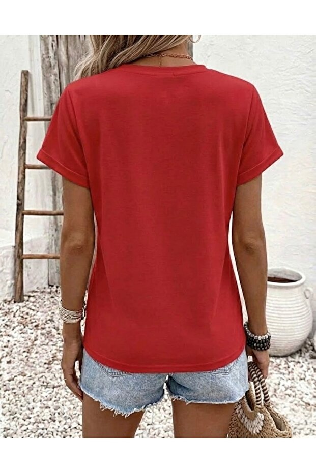 FUFLUNS TRICOU DE DAMĂ CU GULER ÎN V, MĂRIME MARE, CU IMPRIMEU FLUTURI ...