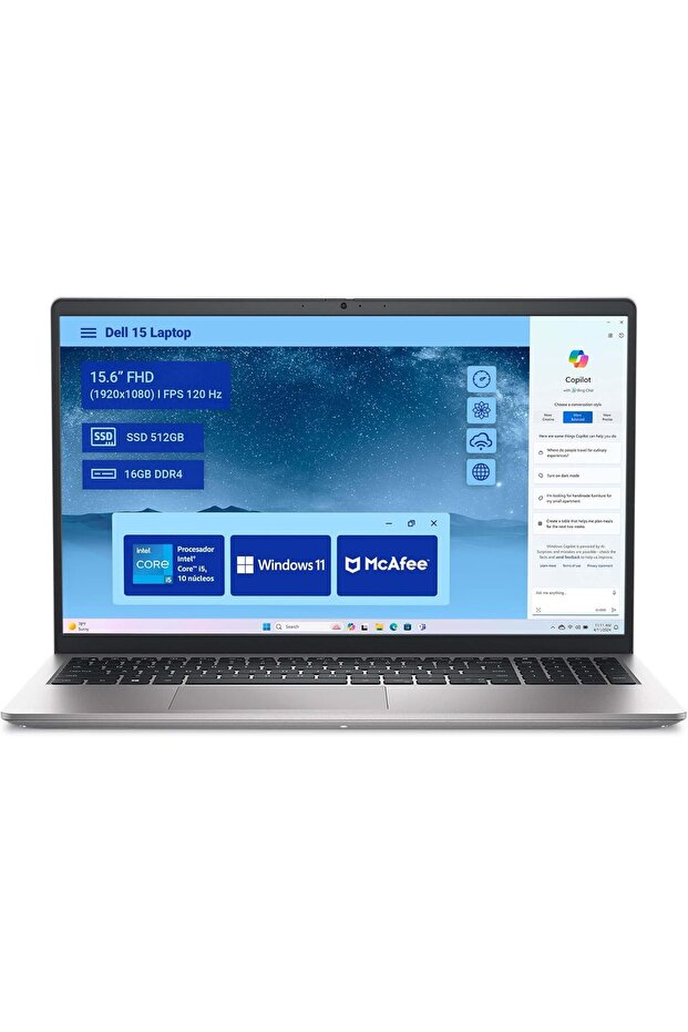 Dell DC15250 Laptop, Intel Core i5-1334U, 8GB DDR4, 512GB M.2 SSD, 15.6 ...