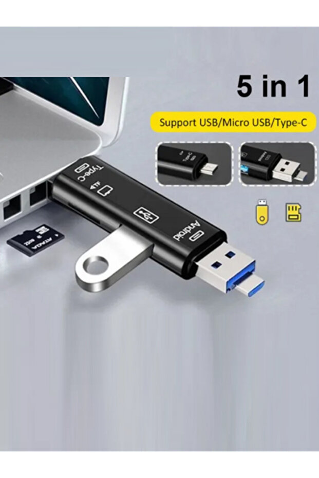 Vwin 5 in 1 Kart Okuyucu Type C / USB 2.0 / Mikro USB / Micro SD (TF ...