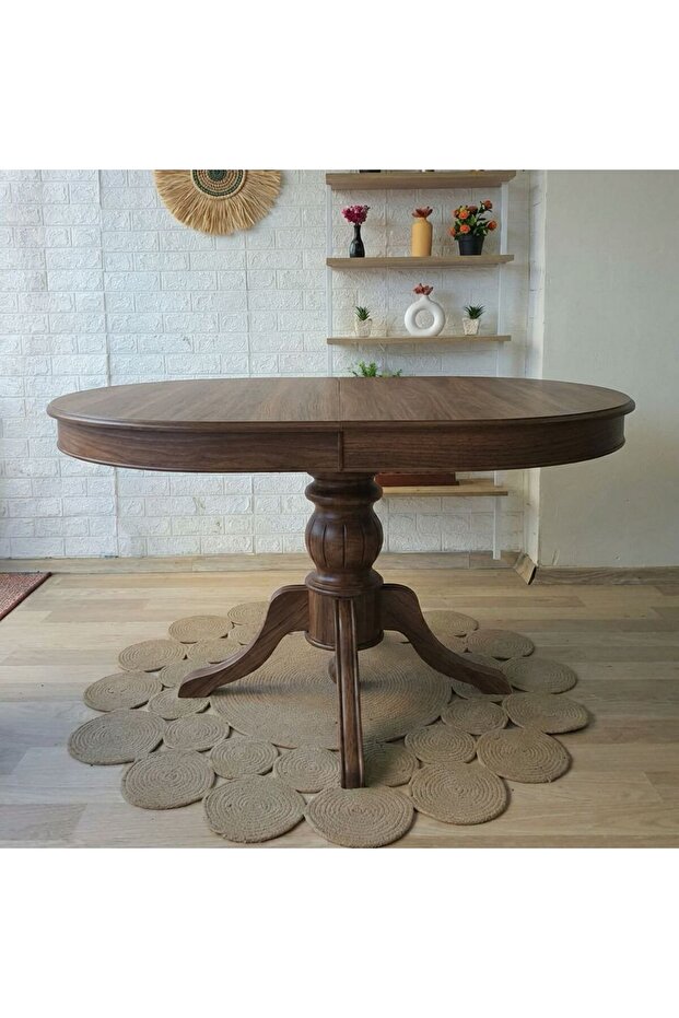 silla Concept Baba Ayaklı Masa Ahşap Oval Koyu Ceviz Renkli Açılır Masa ...