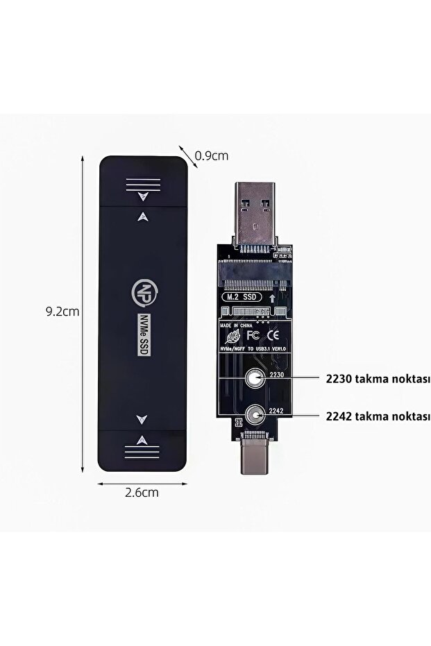 BRF RekoSell NPO DK01 NVMe M.2 1000/900Mb/s USB-A/Type-C Kablosuz ...