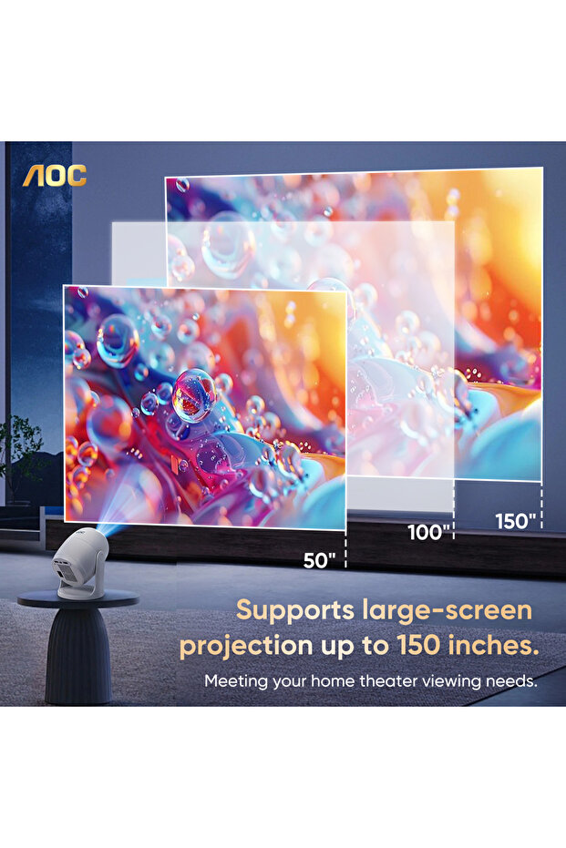 AOC Mini Smart Projector Android 12.0 with 8000+ Apps Netflix YouTube ...