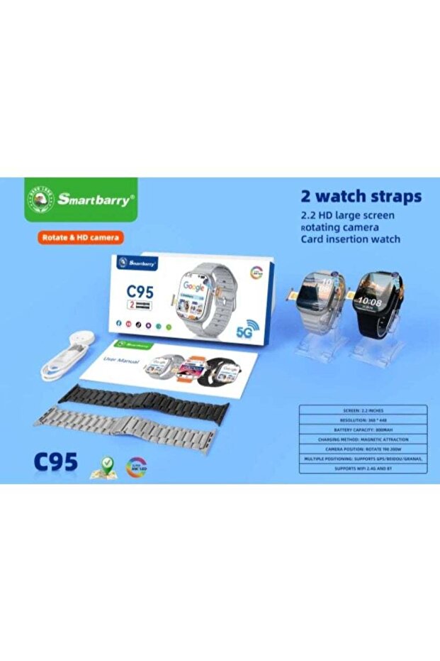 SMART BARRY SmartBarry C95 5G Smartwatch with SIM, Dual Straps, Super ...