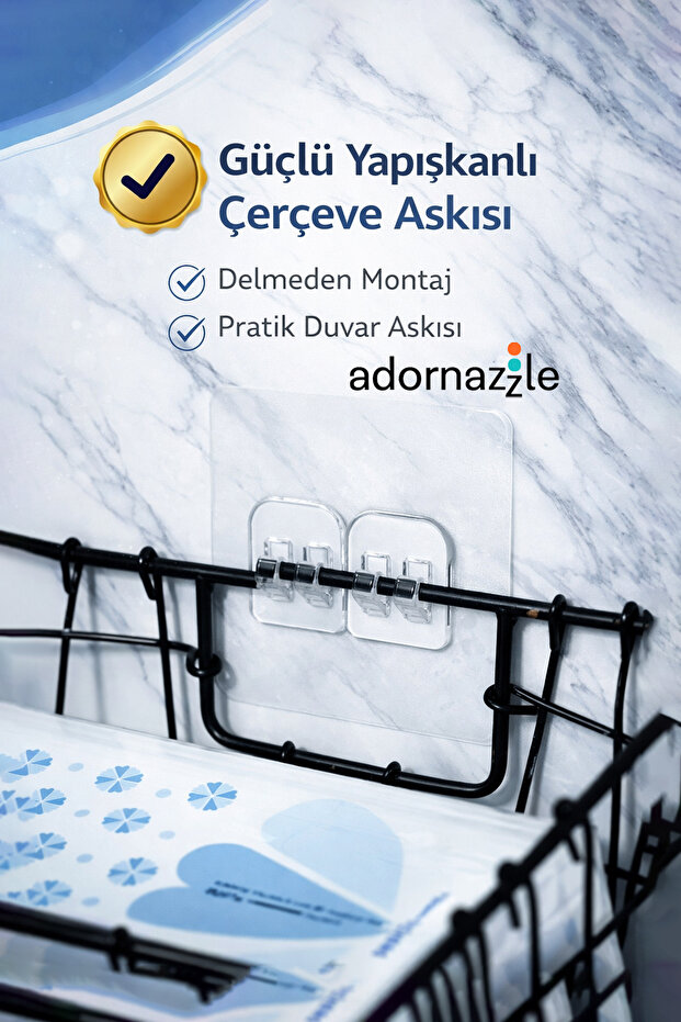 adornazzle 1 Adet Banyo Askısı, Mutfak Şeffaf Yapışkanlı Askı, Suya ...
