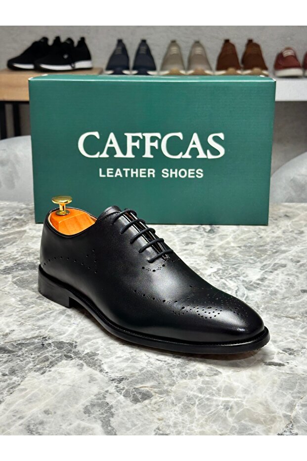 Caffcas Genuine Leather Real Leather Handmade Black Classic Men's Shoes ...