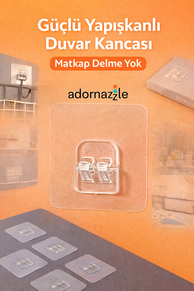 adornazzle 1 Adet Banyo Askısı, Mutfak Şeffaf Yapışkanlı Askı, Suya ...
