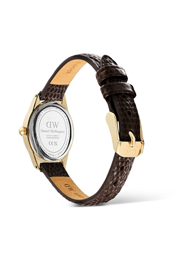Daniel Wellington Ophelia Mini Dark Brown Lizard White Guilloche Gold ...