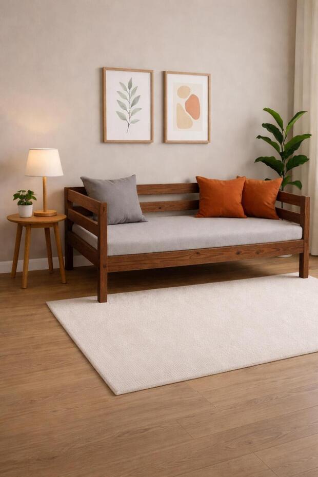 pinoxi Ahşap Sedir Kanepe 50cmx150cm (İÇ ÖLÇÜ) Mindersiz DOĞAL CEVİZ ...
