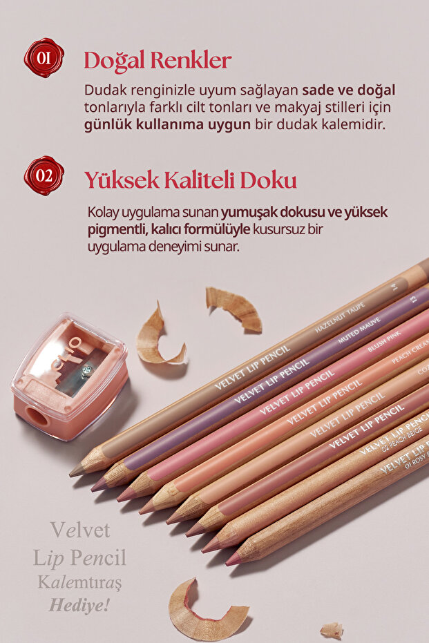 CLIO Kremsi Formüle Sahip Dudak Kalemi ve Kalemtıraş Seti Velvet Lip ...