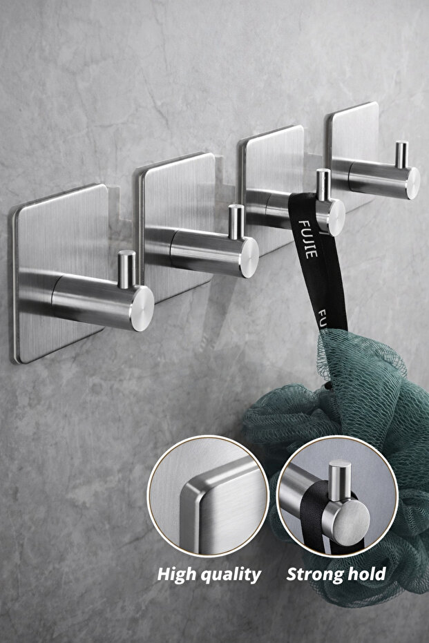 Alper Banyo Premium Mat Krom 304 Paslanmaz Çelik Bornoz Askısı 4’lü Set ...