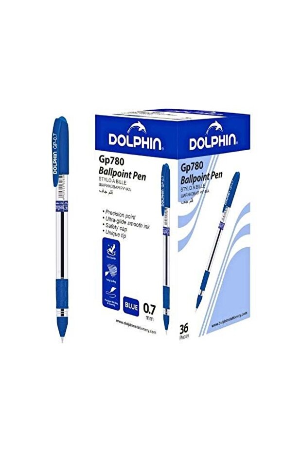 Dolphin GP780 Ballpoint Pen Blue Ink 0.7mm Smooth Writing, Pack of 36 ...