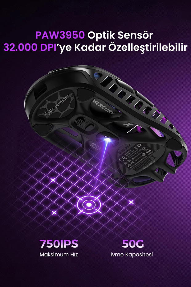 Gravastar Mercury K1 Pro+X Kablosuz RGB Işıklı Mekanik Q Gaming Klavye ...
