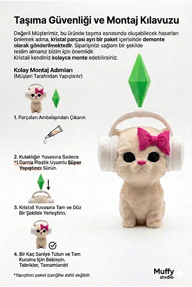 Muffy Stvdio Viral PlumBob Kristalli Kulaklıklı Kedi Figürü - (11 CM ...