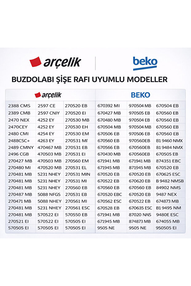 Arçelik 5275 Nhey - 5276 Nhıy Buzdolabı Kapak Şişe Rafı 59x5.5cm (2 ...
