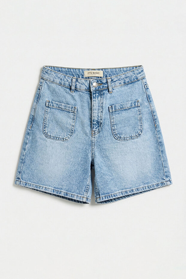 it's basic Damen Snow Jeans 4s6-32 Mom Fit Denim-Shorts mit ...