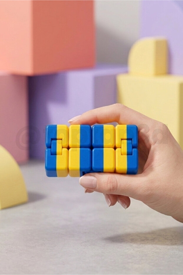 Toptan3D Sarı Lacivert Stres Küpü, Fidget ,Sonsuz Küp, infinity cube ...