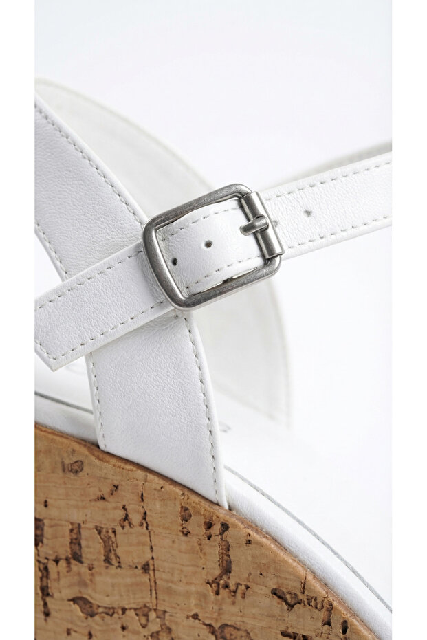 Limeo High Wooden Look Sole Skin Buckle Summer Women's Wedge Sole ...