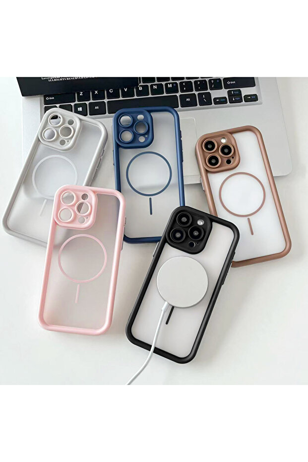 Hontinga iPhone 15 Plus Uyumlu Şeffaf Magsafe Wireless Köşe Silikon ...