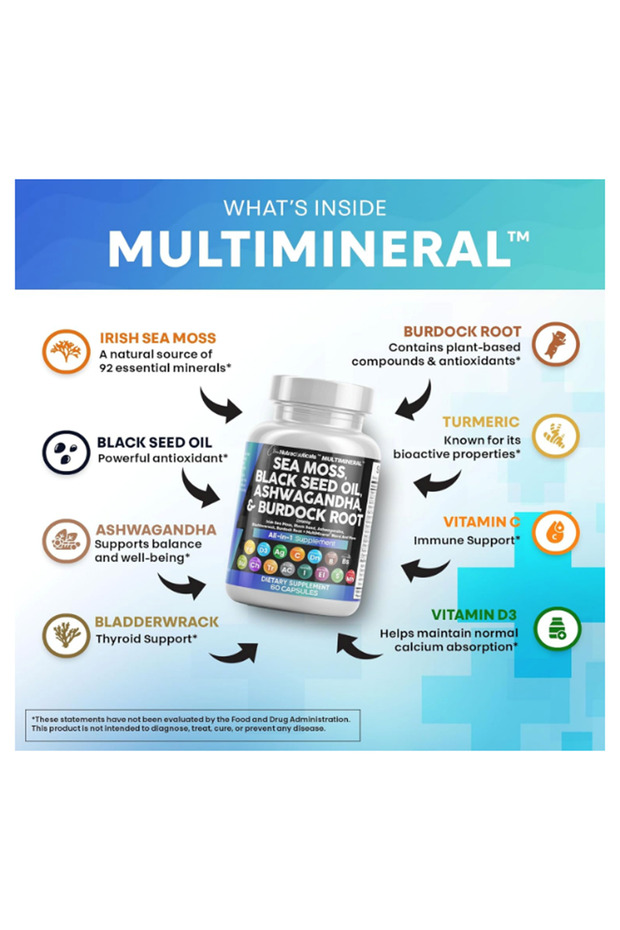 Clean Nutraceuticals Sea Moss Black Seed Oil Turmeric Bladderwrack ...