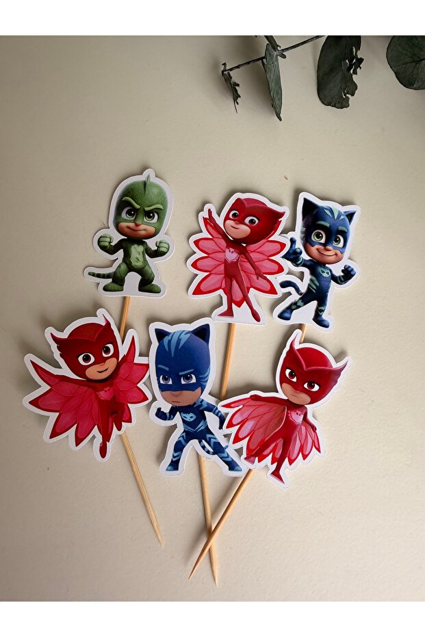 giftica sticker PJ Masks Pijamaskeliler Doğum Günü Cupcake Süsleri 10 ...