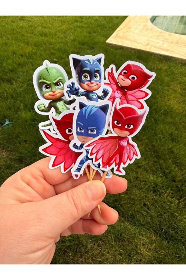 giftica sticker PJ Masks Pijamaskeliler Doğum Günü Cupcake Süsleri 10 ...