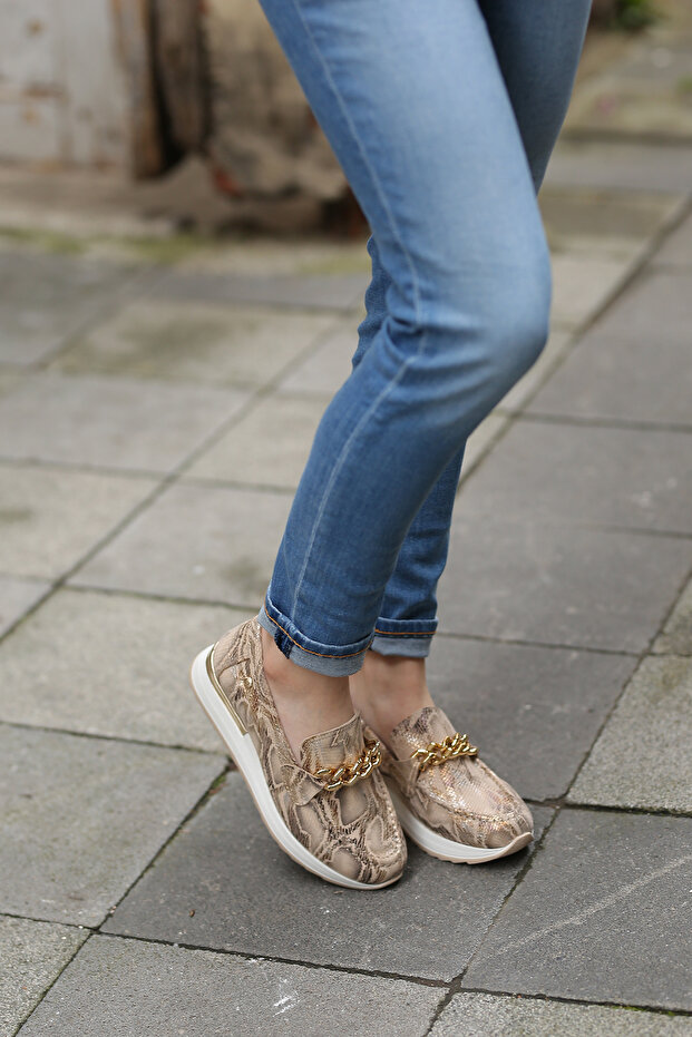 Mammamia 3540-1 EREN SHOES&BAG Hakiki Deri Yılan Baskı Desenli Zincir ...