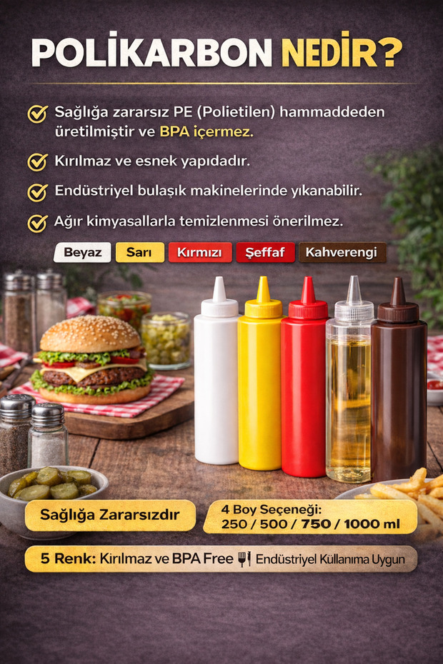 İstanbul Horeca Ketçap Mayonez Hardal Sosluk Sıkma Şişesi 750 ML BPA ...