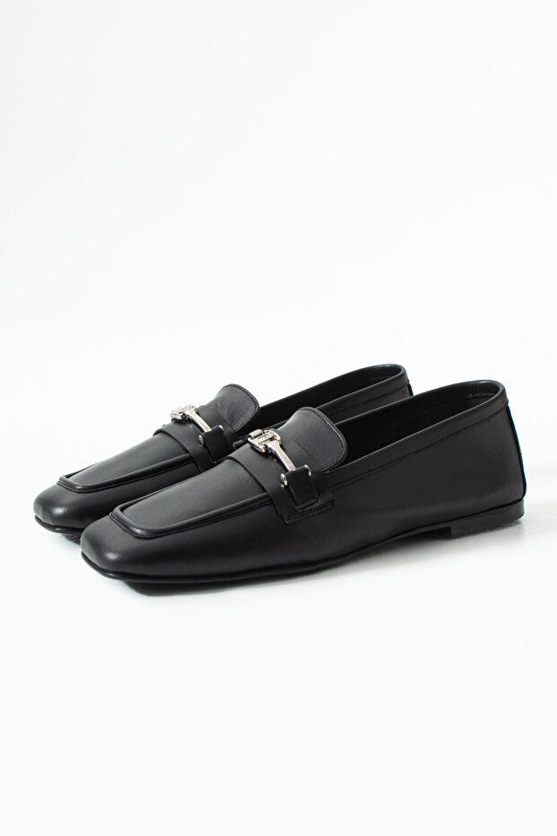 dericia shoes Nova Hakiki Deri Siyah Günlük Rahat Kadın Loafer Ayakkabı ...