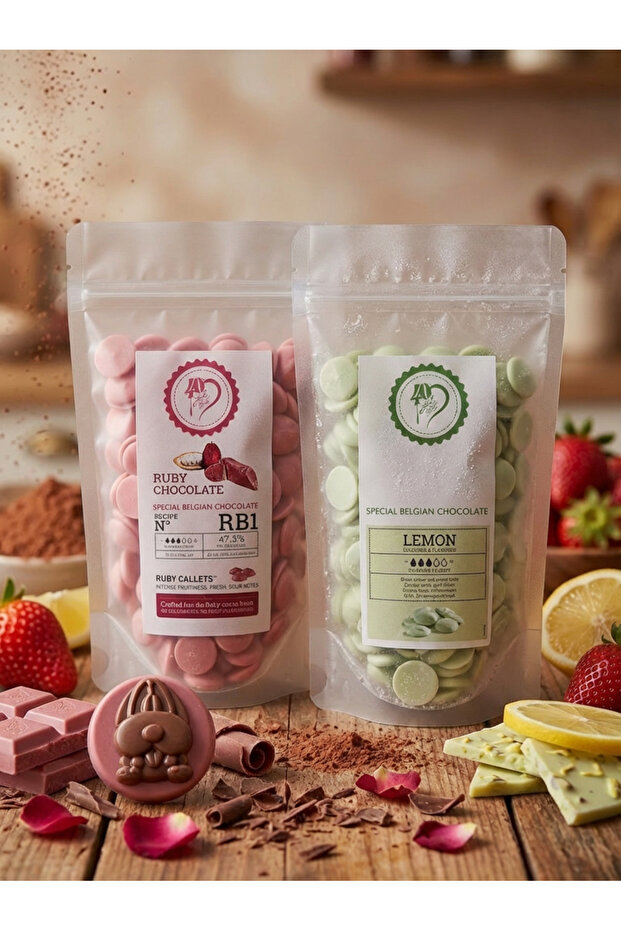 40 YIL ÇİKOLATA KAHVE Kuvertür Pul Çikolata Seti 400 gr | Ruby + Limon ...