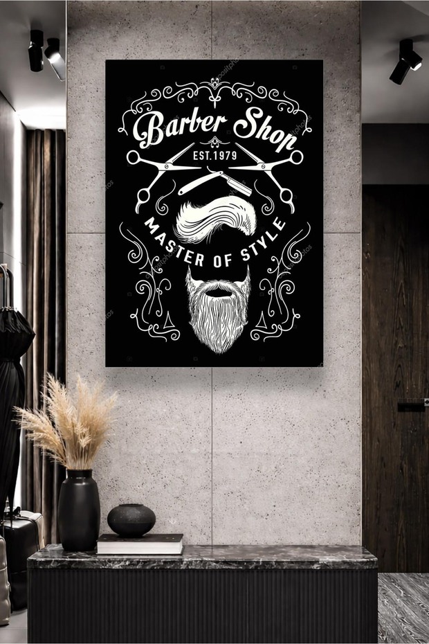 DEKORTR Barber Shop Yazılı Kanvas Tablo Master Of Style Erkek Kuaför ...