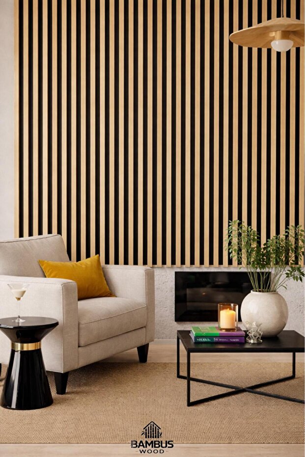 DETAYPOLİURETAN Mdf Ahşap Akustik Duvar Paneli 100x280 cm ( Safir Meşe ...