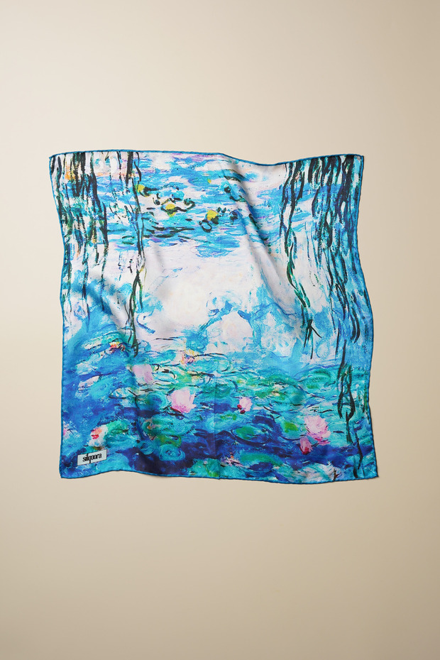 silqoora %100 İpek Bandana Fular Art Collection (55x55 CM)-Claude Monet ...