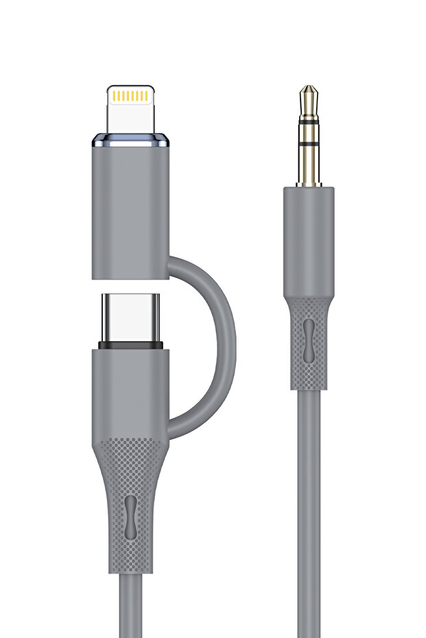 Mobilite Type-C ve iPhone Lightning To 3.5mm Aux Dolanmaz Silikon Ses ...
