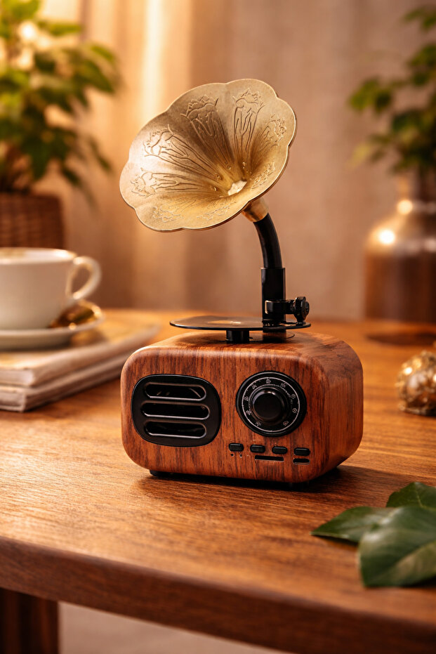 SUPER JVS Nostaljik Mini Gramafon Usb-Aux-Bluetooth-Yüksek Ses Kalitesi ...