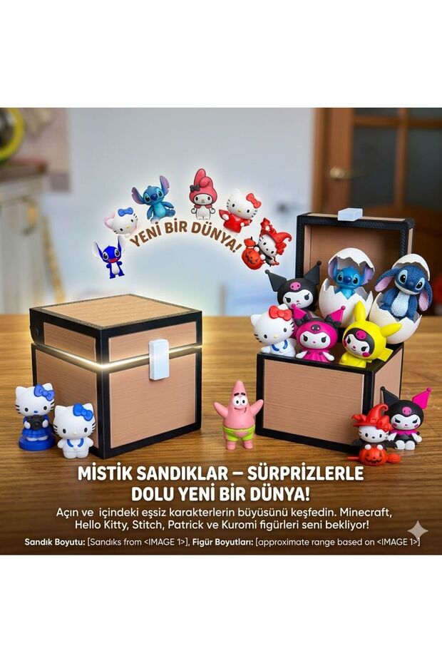 HEDİYEVİM Sürpriz Figür Kutu Helo Kiity Stich Kromi Bob Rastgele Figür ...