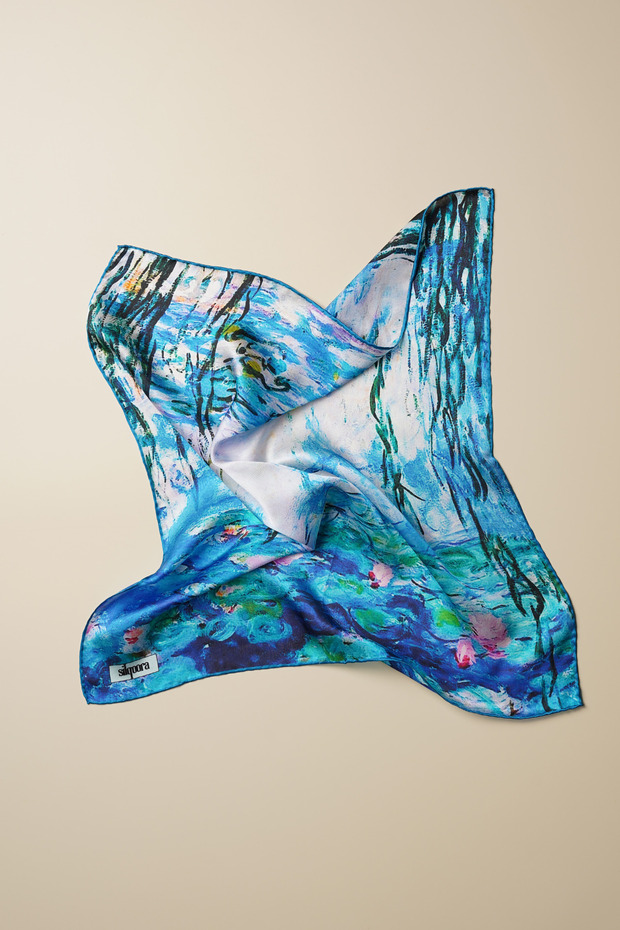 silqoora %100 İpek Bandana Fular Art Collection (55x55 CM)-Claude Monet ...