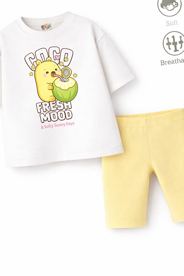 Belya Kids Wear Kız Çocuk Tam Kalıp Üst Oversize Altı Taytlı Coco Fresh ...